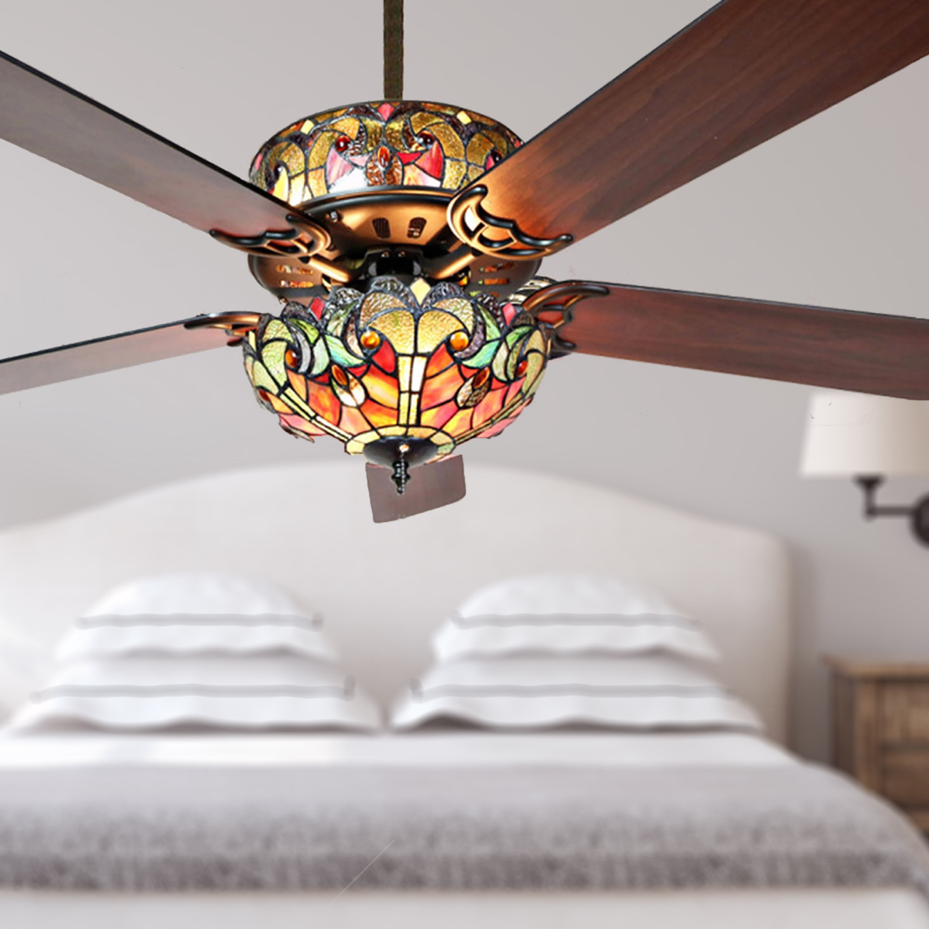 Stained Glass Ceiling Fan Tiffany Style Ceiling Fan Light With Remote