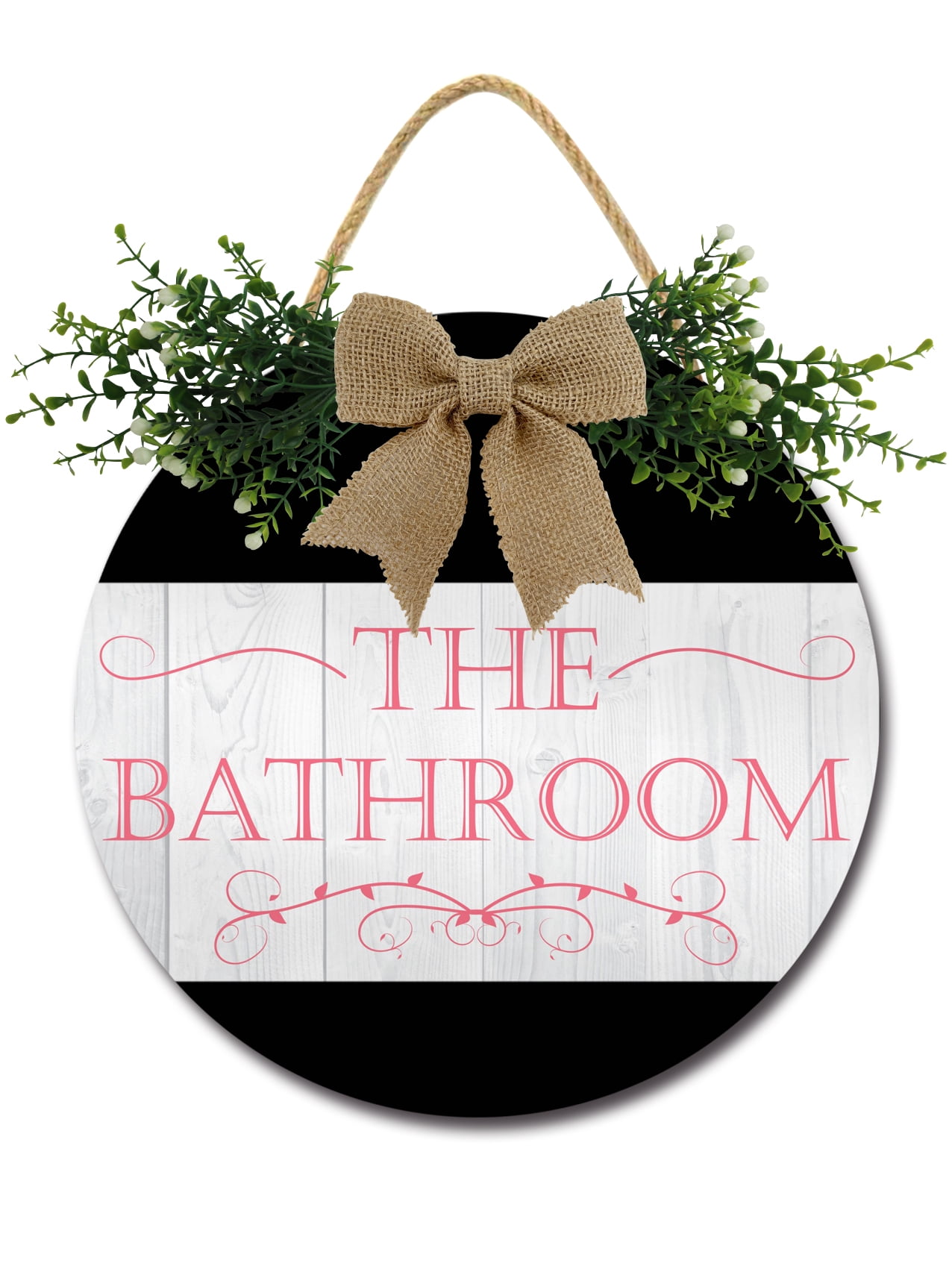 Farmhouse Bathroom Wall Decor - Rustic Framed Round Wooden Sign ...