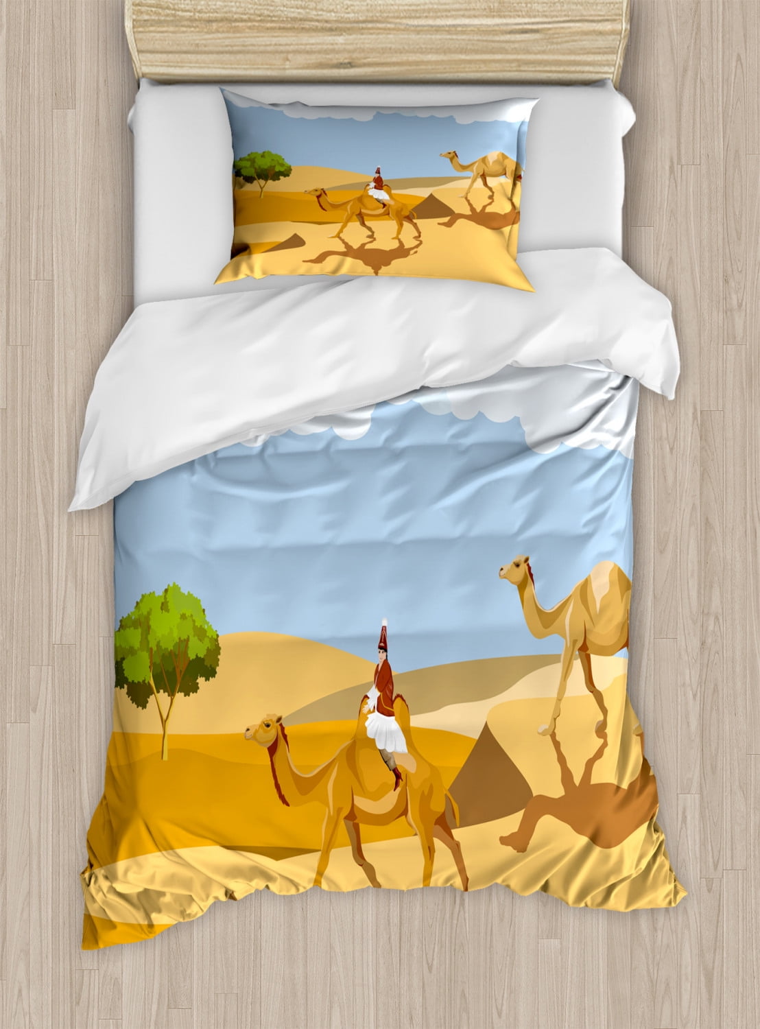 Oasis Duvet Cover Set Twin Size, Woman in Traditional Clothes Riding a ...