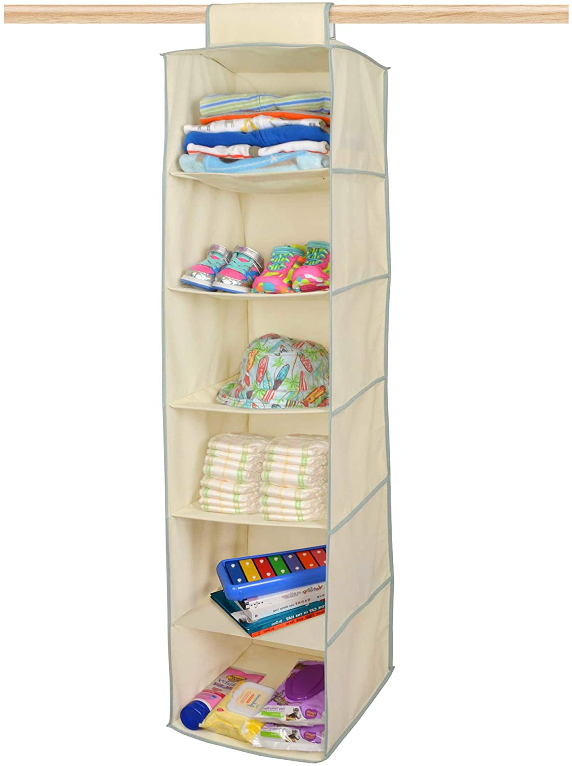 Smart Design 6-Tier Shelf Cubby Hanging Organizer with Hook and Loop ...