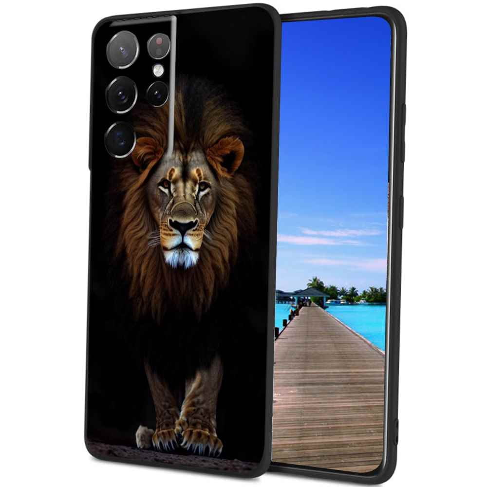 Compatible with Samsung Galaxy S21 Ultra Phone Case, lion-animal Case Silicone Protective for ...