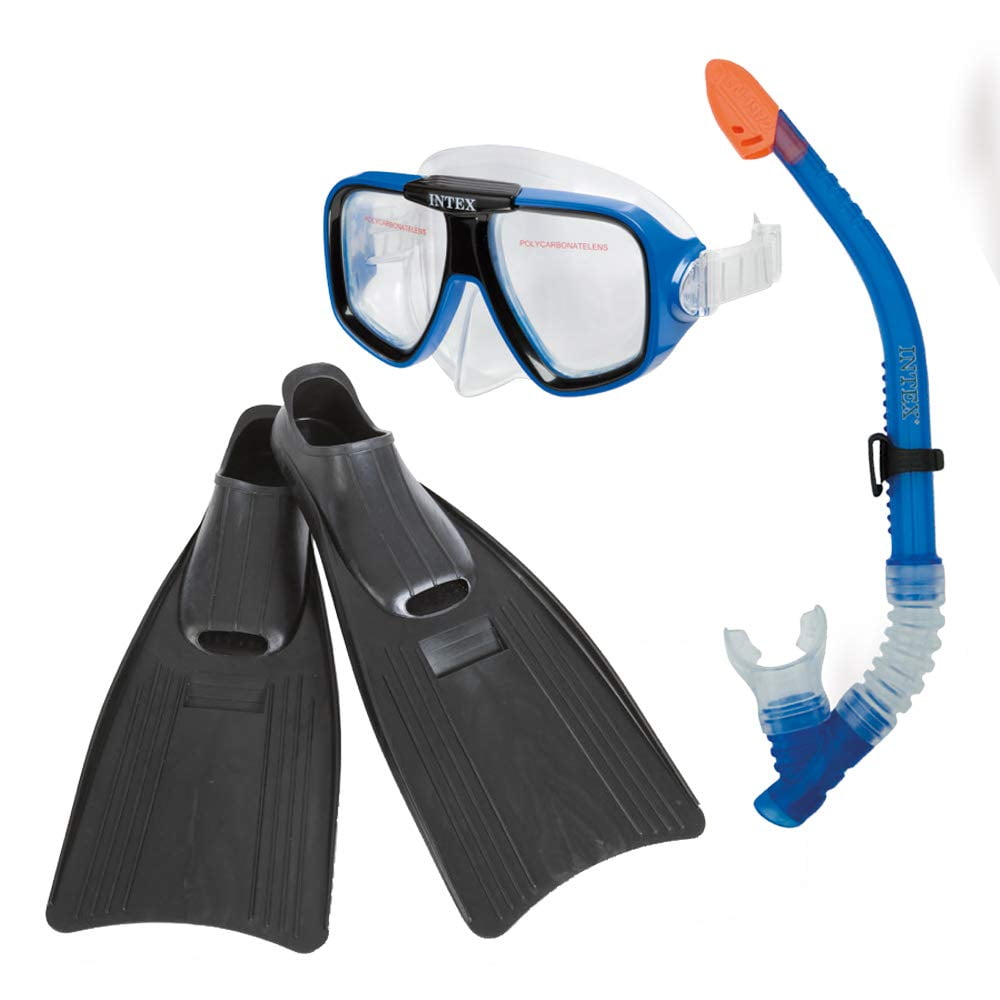 INTEX Reef Rider Youth/Adult Swimming Diving Mask, Snorkel & Fin Set ...