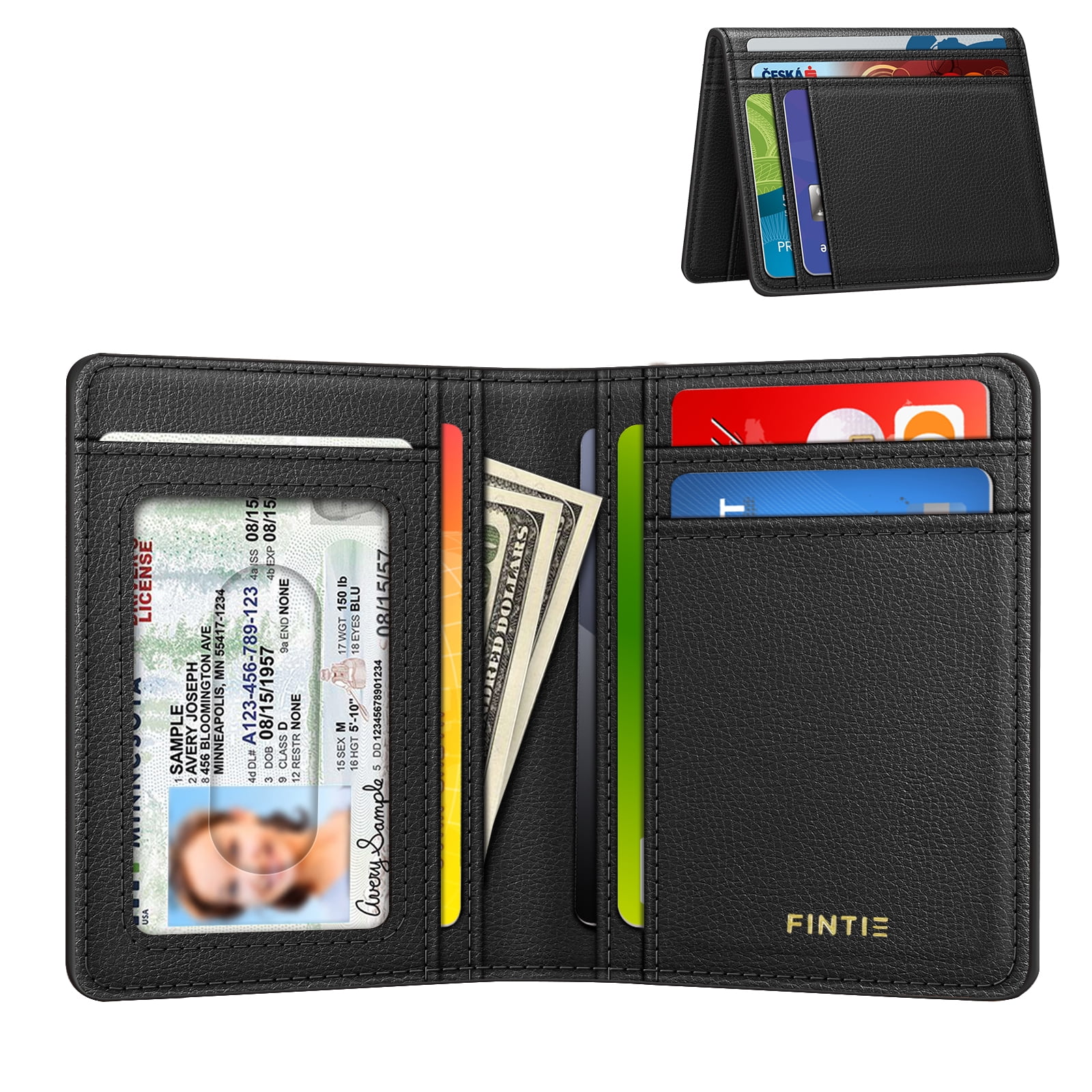 Fintie Bifold Credit Card Holder for Men and Women, Premium PU Leather ...
