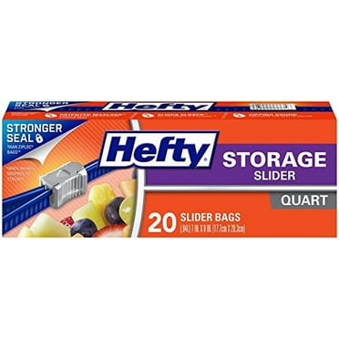 Hefty QT Slider Food Storage Bags, Quart Size, 78 Count, Pack of 1 ...