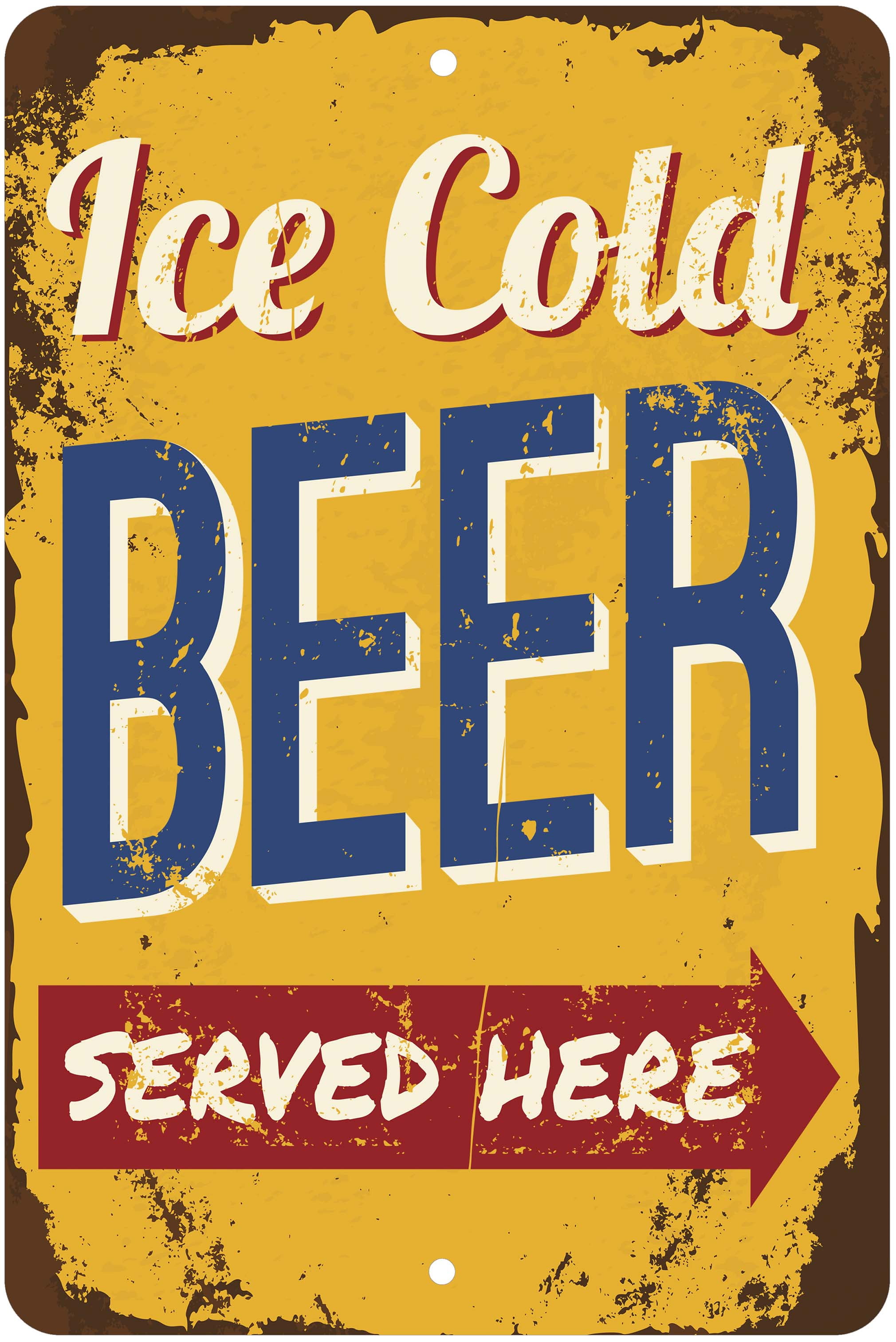 Ice Cold Beer Served Here Novelty Retro Aluminum Sign - Walmart.com