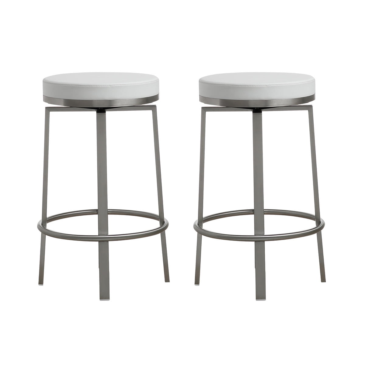 White Swivel Counter Stool, Modern Stainless Steel Kitchen Counter ...