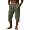 Swuxness Men Formal Capris Pants Pocket Elastic Waist Airy Beach ...