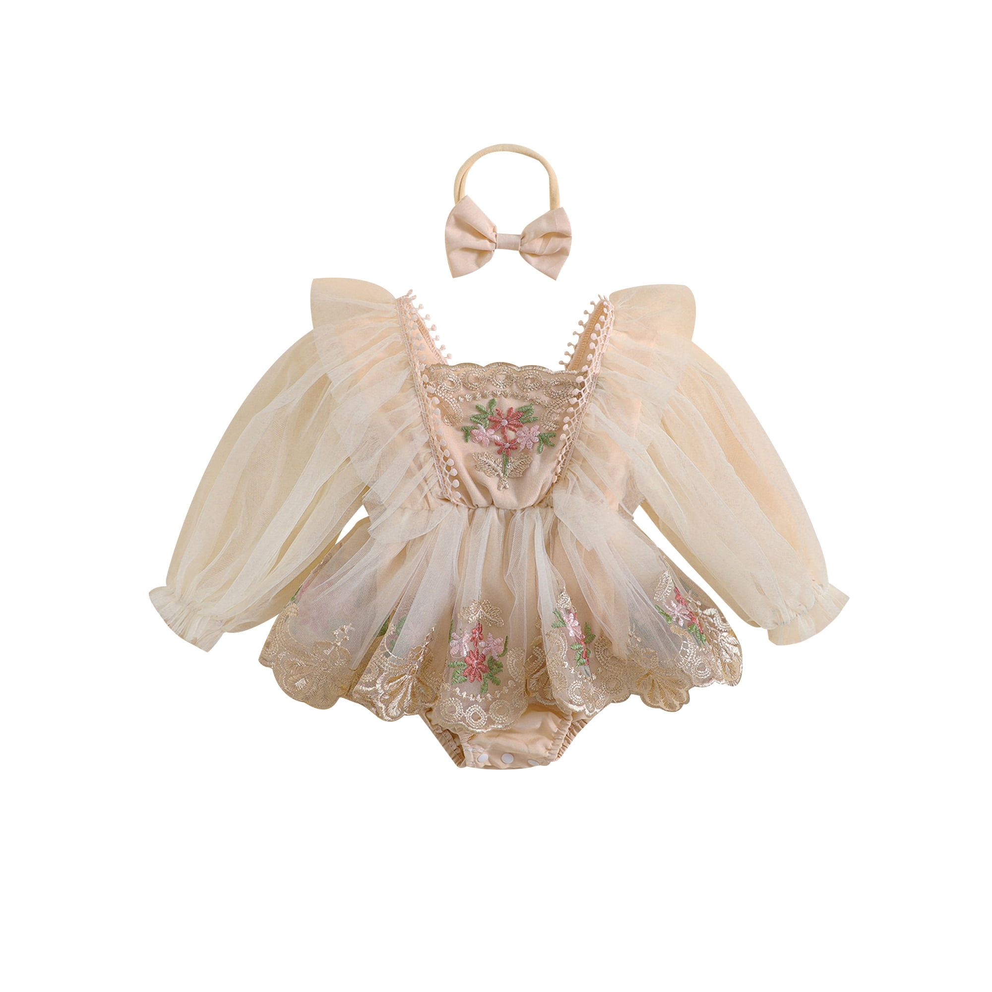 Click here for Gupgi Floral Embroidery Tulle Romper For Baby Girl... prices