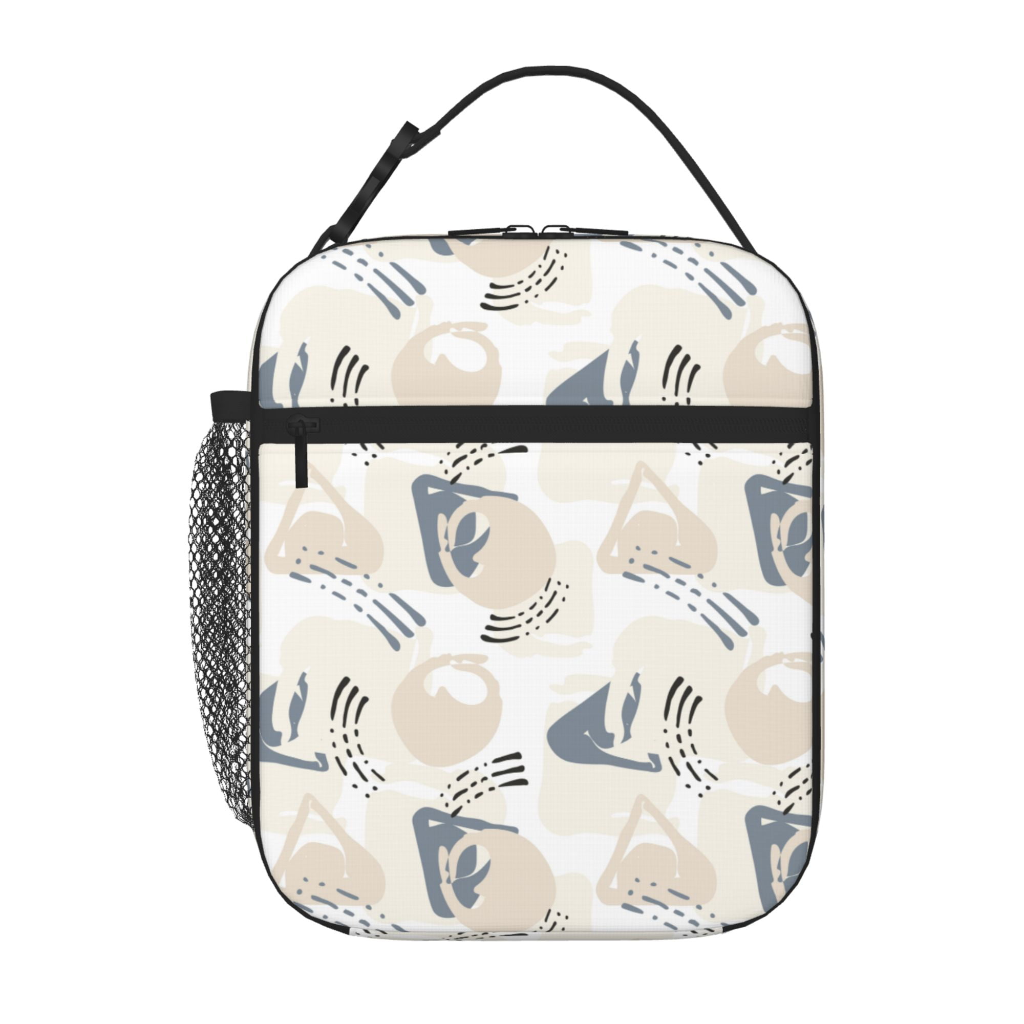 TEQUAN Portable Lunch Bag, Geometry Beige Graffiti Lines Pattern ...