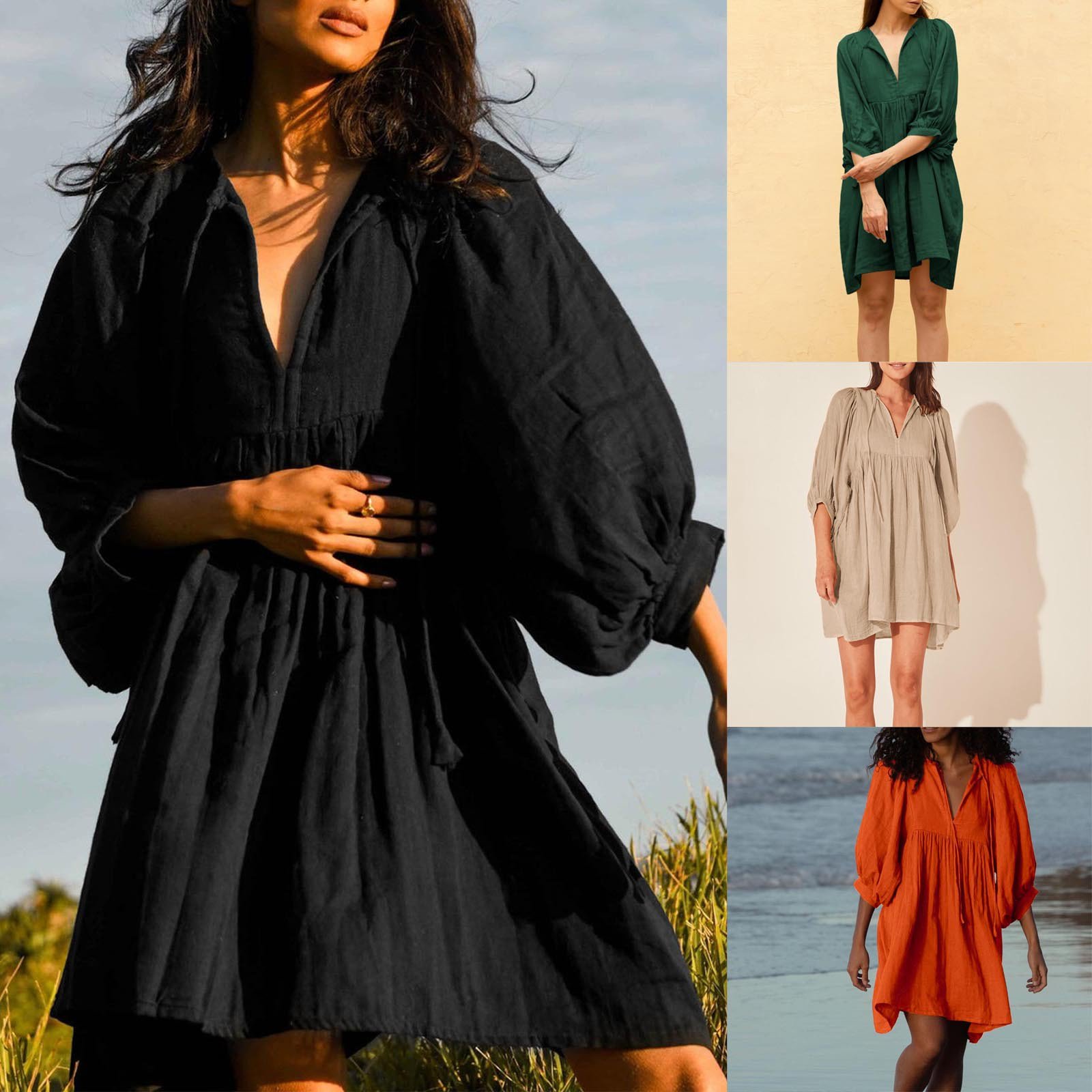 Click here for Holiday Deals Iumwxz V-Neck 3/4 Sleeve Dress For L... prices