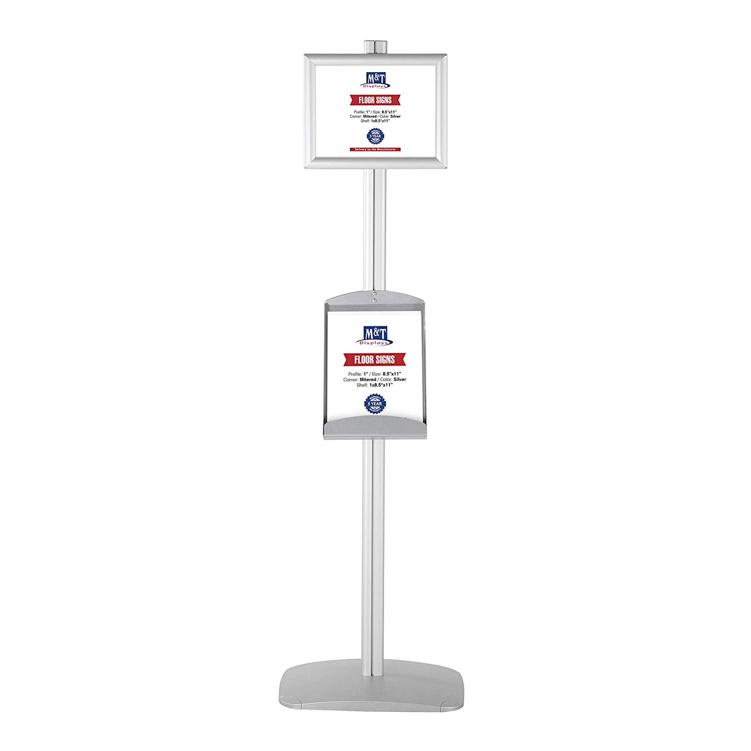 M&T Displays Free Standing Display Stand with 2 x (8.5x11) Frame in ...