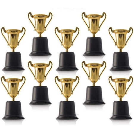 HTAIGUO Plastic Trophies - 12 Pack - 5 Inch - Golden Metallic Bulk ...