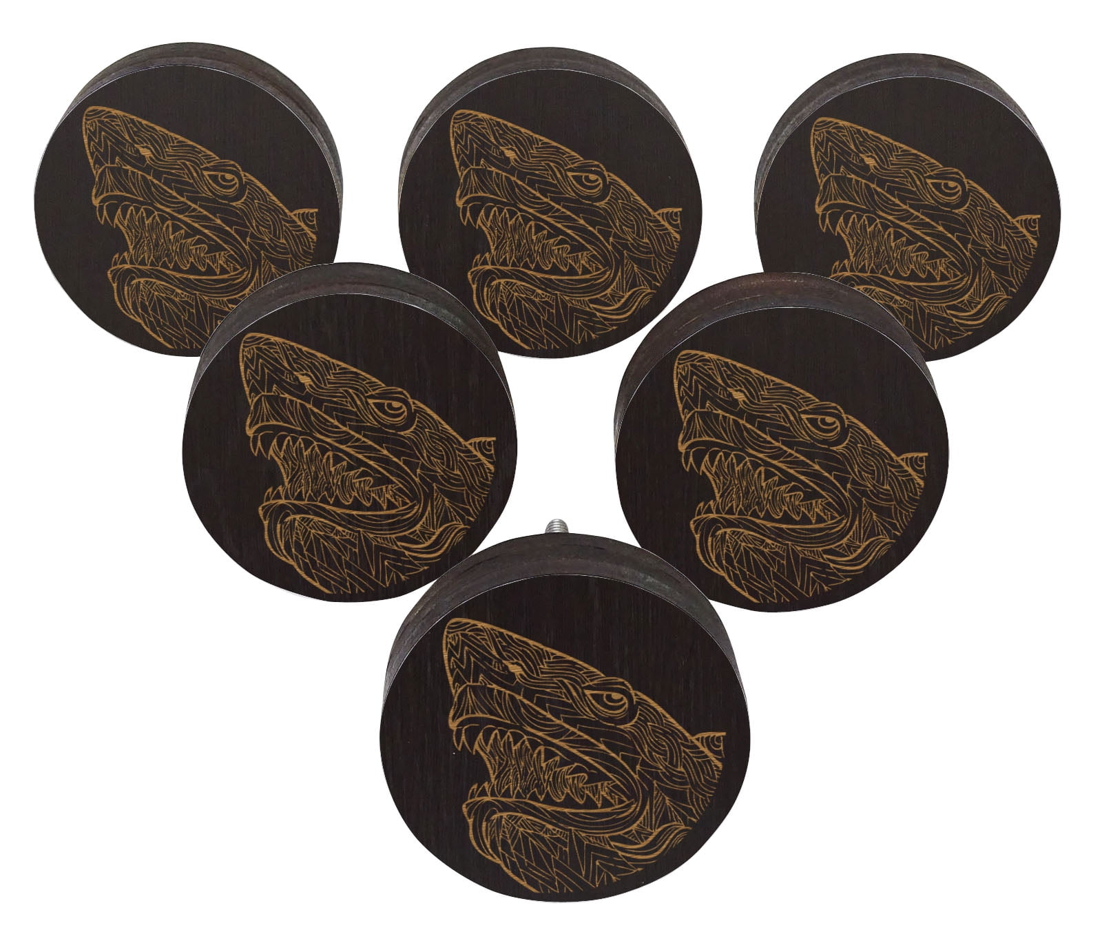 IBA Indianbeautifulart Brown Engraved Knobs Wooden Wardrobe Knobs ...