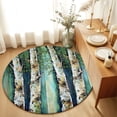 Abstract Oil Area Rugs 3' (Round) Vintage Painting Trees Green Leaf ...