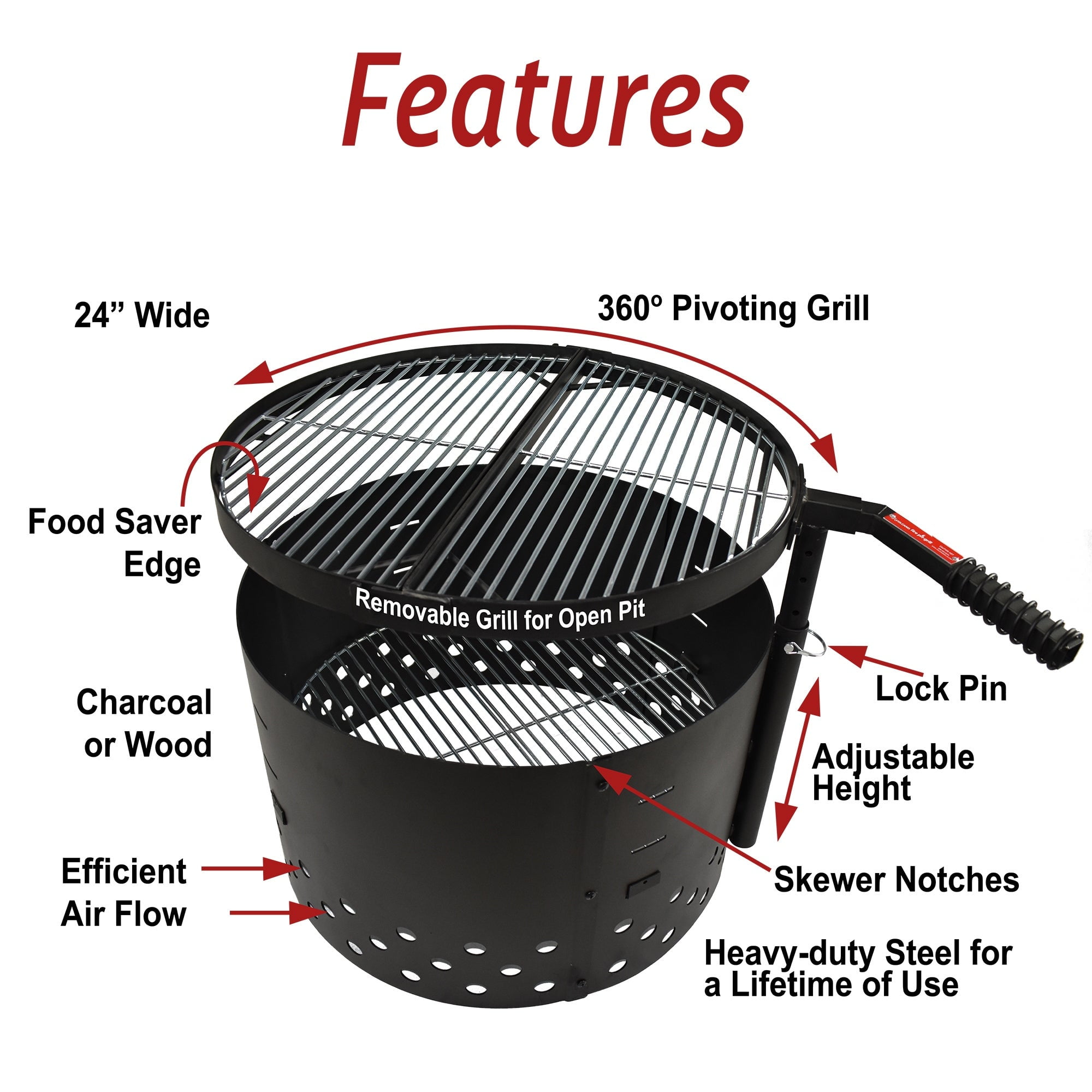 Volcano Grills Volcano Fire Pit Portable Grill - Walmart.com