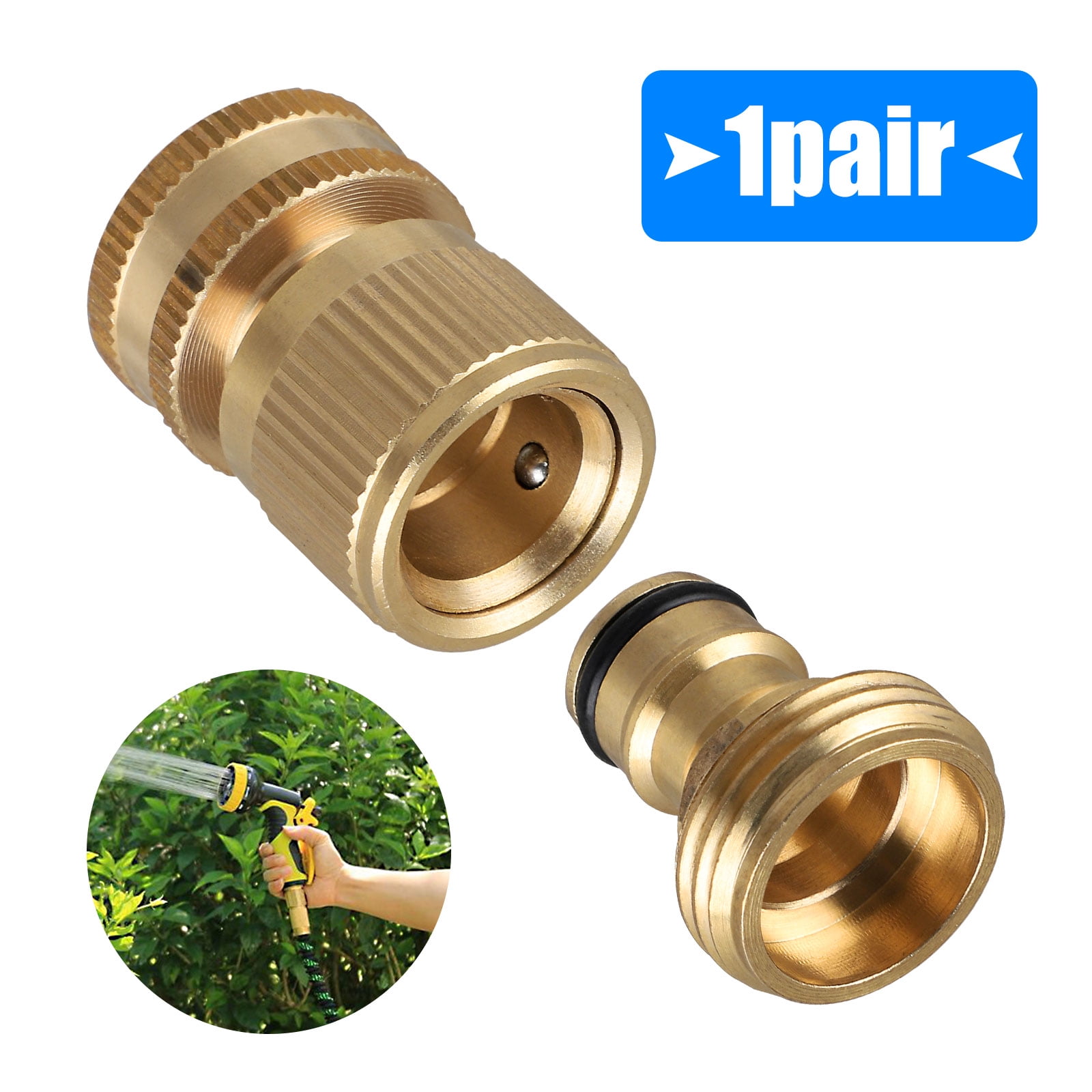 Garden Hose Quick Connect Fitting, 3/4 Inch Fine Thread Solid Brass ...