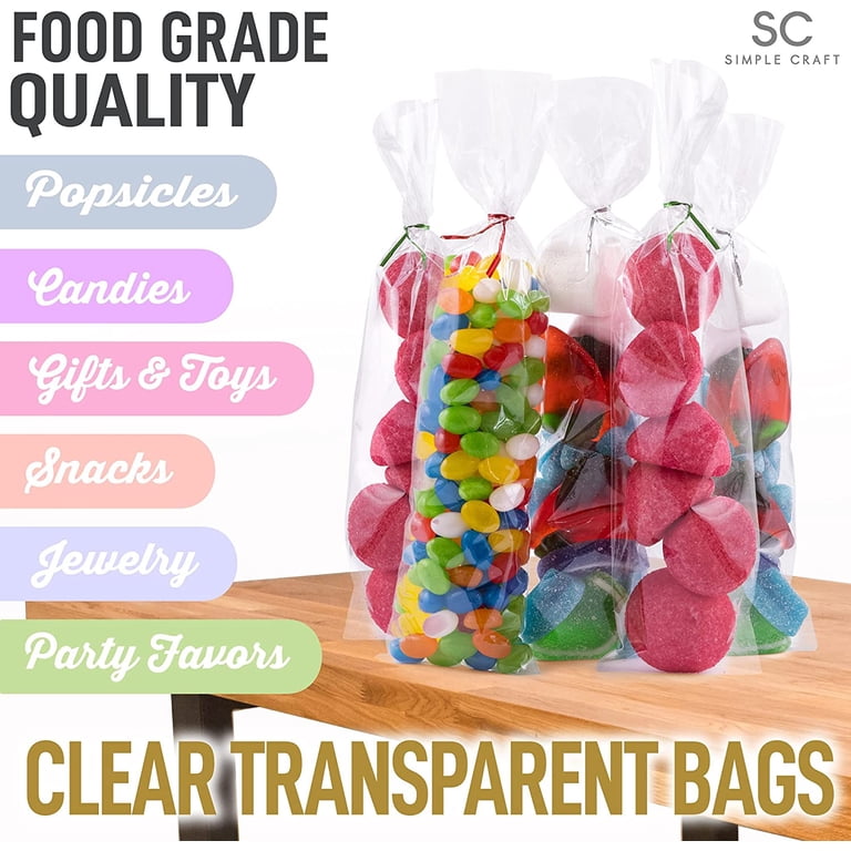 Candy Apple Bags 200 Pack Clear Cellophane Goodie Bags 4x6 Inch With ...