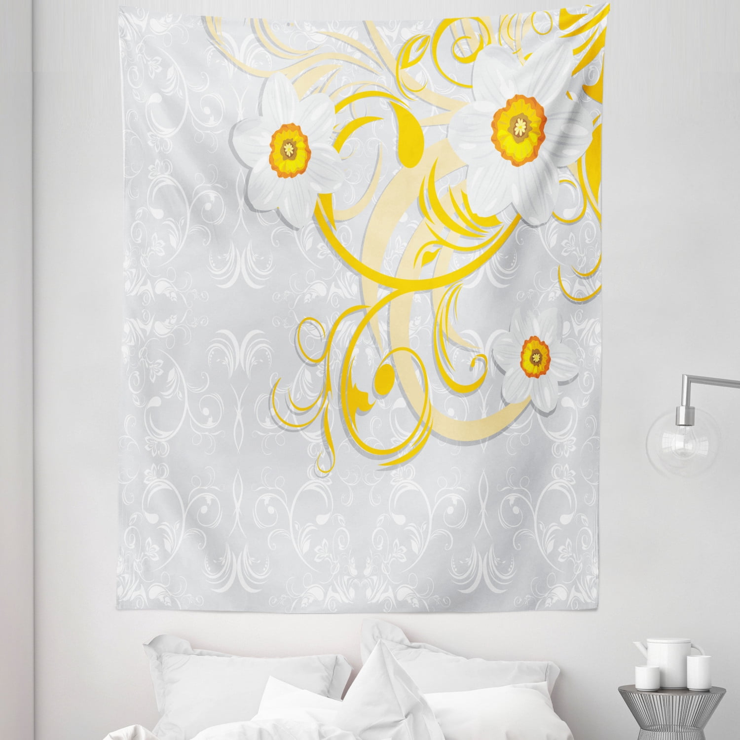 Floral Tapestry, Daffodils on Ornate Background Floral Repeating ...