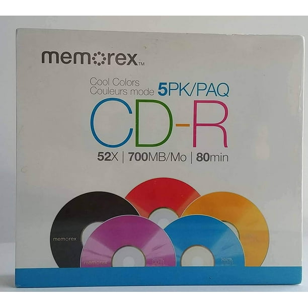 Memorex Cool Colors CD-R 52X 700MB 80 min (5 Pack) - Walmart.ca