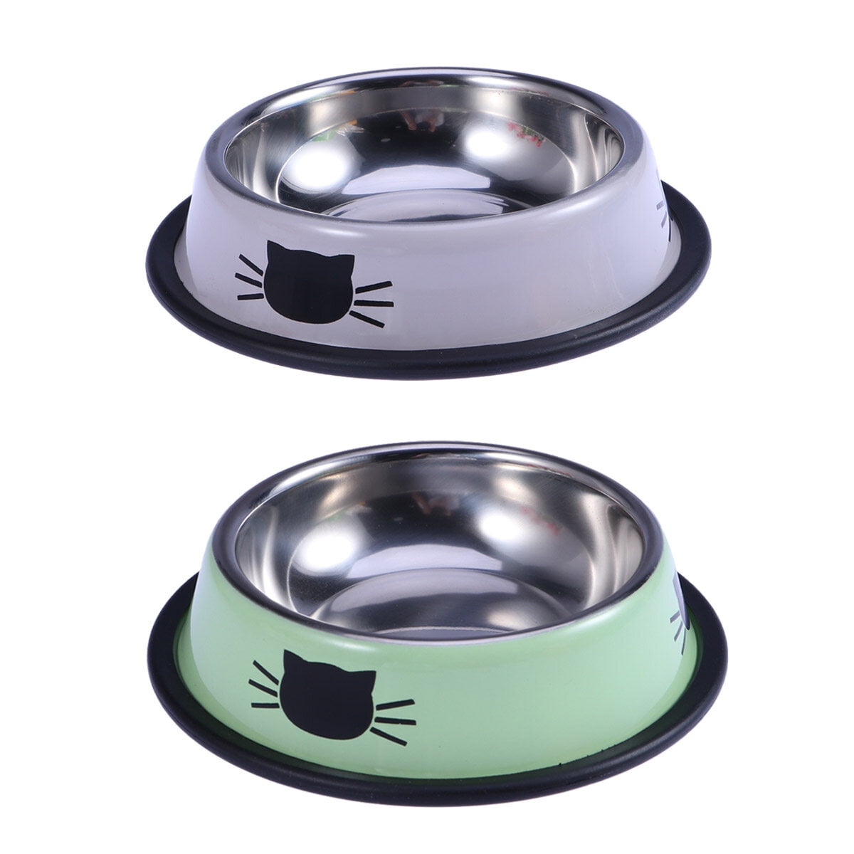 2Pc Stainless Steel Cat Bowl for Dish Water Dog Food Bowl Pet Kitten ...