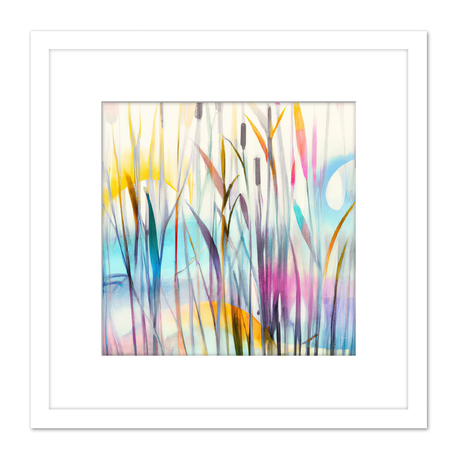 Water Reed Plant Swamp Canes Dreamy Colourful Modern Watercolour ...