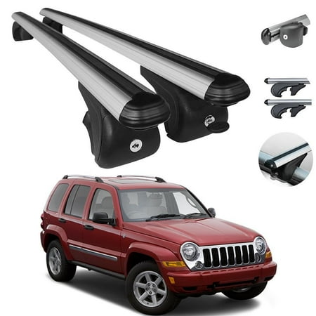 Roof Rack Cross Bars Luggage Carrier Silver Fits Jeep Liberty 2002-2007 ...