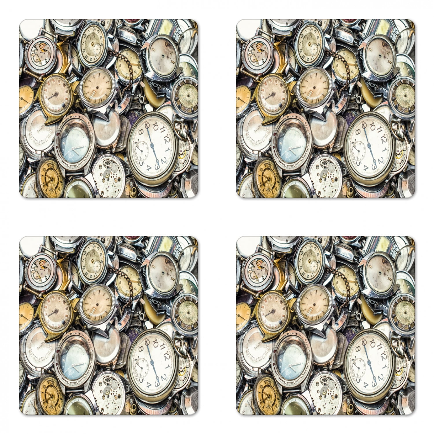 Clock Coaster Set of 4, Antique Theme a Pile of Several Different ...
