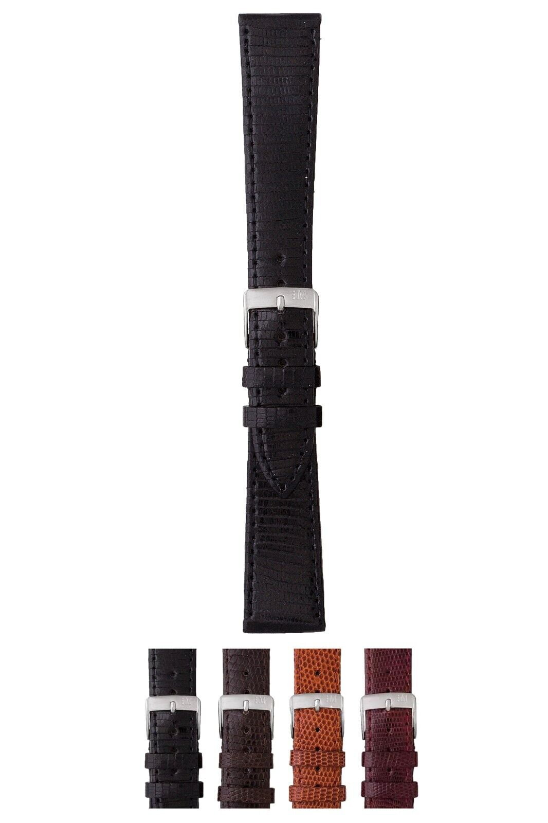 Morellato Pistoia Watch Strap - Black - 16mm - Chrome-plated Stainless Steel Buckle - PELLI ...