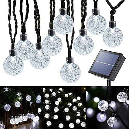 Lomotech Solar String Lights Outdoor, 72FT 100 LED Crystal Ball Lights ...