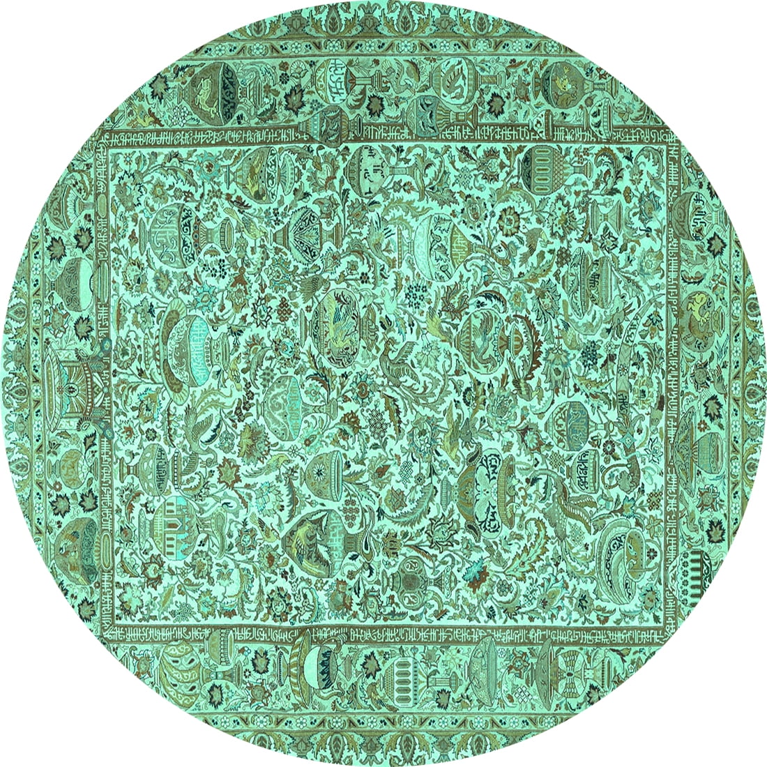 Ahgly Company Indoor Round Persian Turquoise Blue Traditional Area Rugs ...