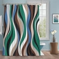 Blue Green White Stripes Shower Curtain for Bathroom, Abstract ...