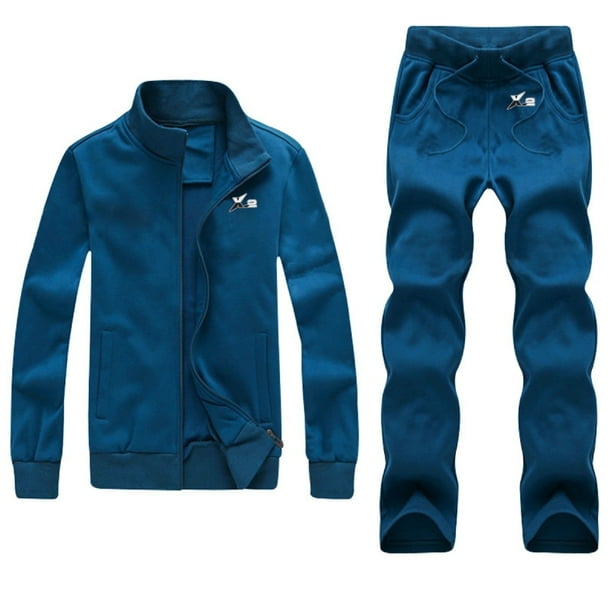 Athletic Full Zip Fleece Tracksuit Jogging Activewear Teal-Blue Small ...