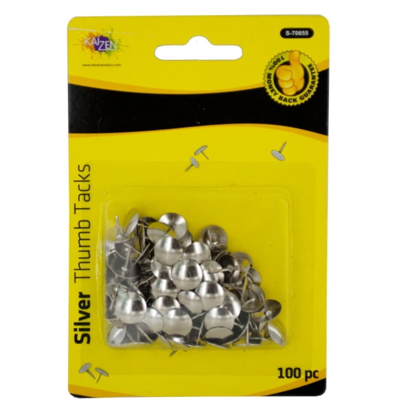 Silver Metal Thumb Tacks (Available in a pack of 24) - Walmart.com