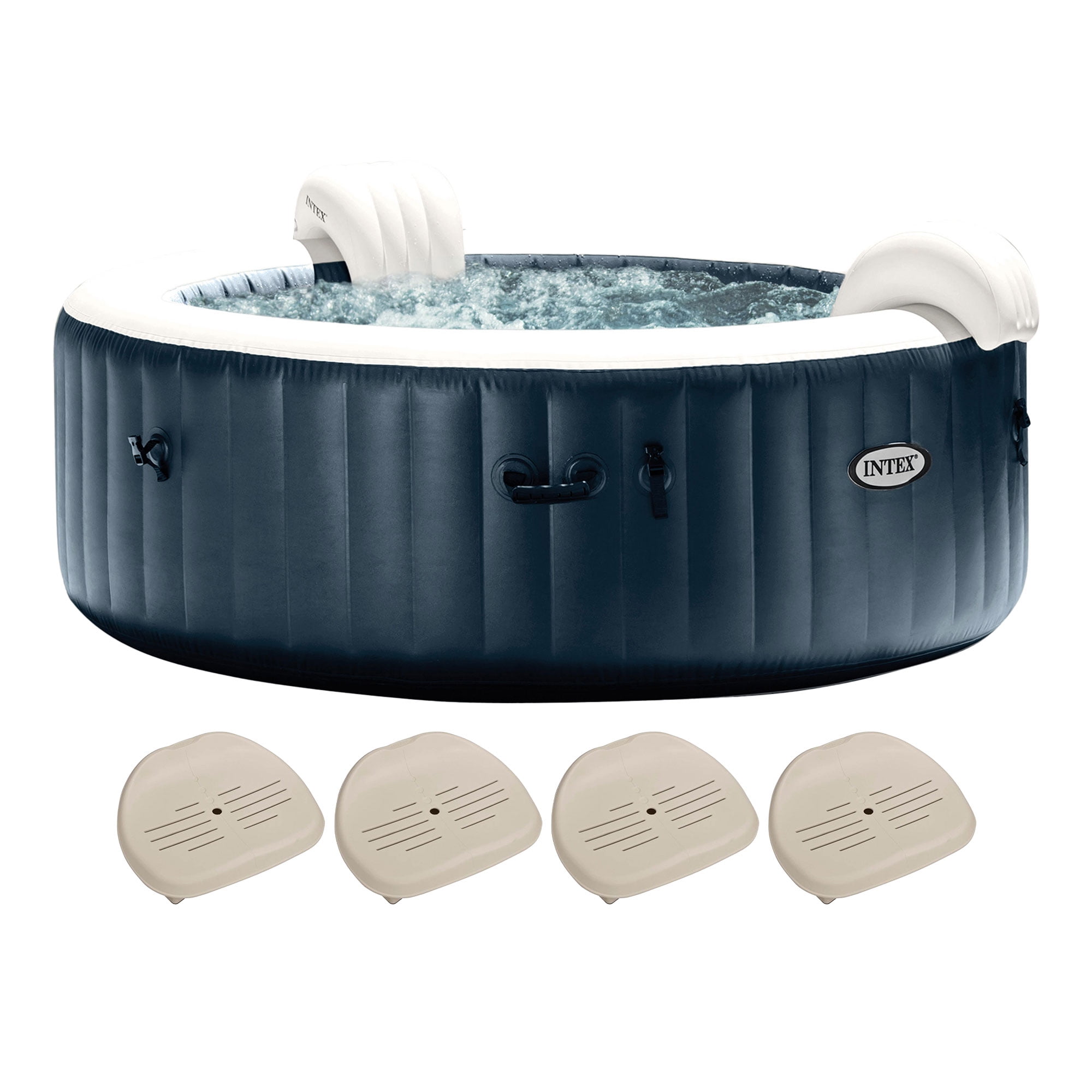 Intex PureSpa Plus Inflatable Bubble Jet Spa & Slip Resistant Seat (4 ...