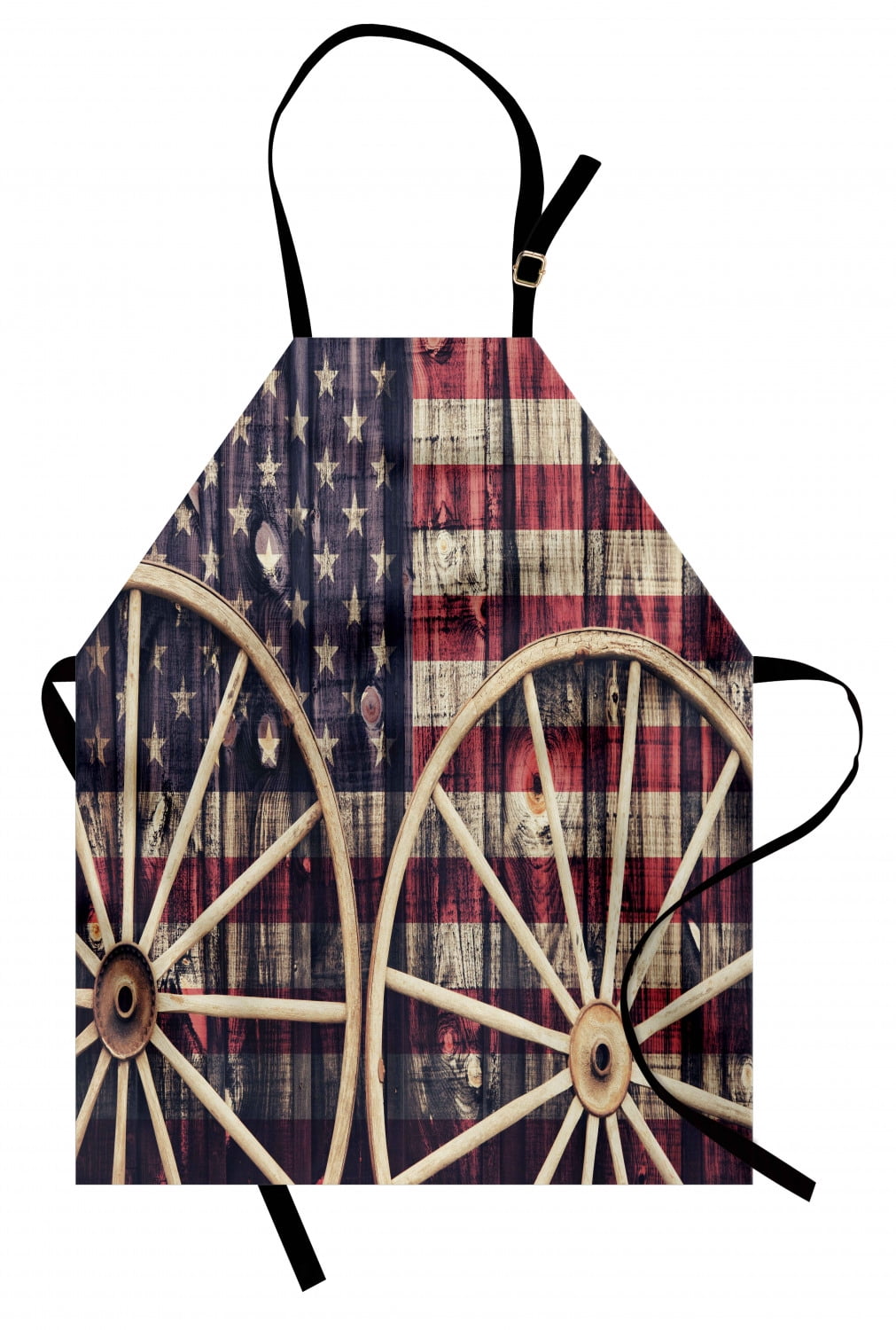 Western Apron Antique Cart Carriage Wheels with American Flag in Retro ...