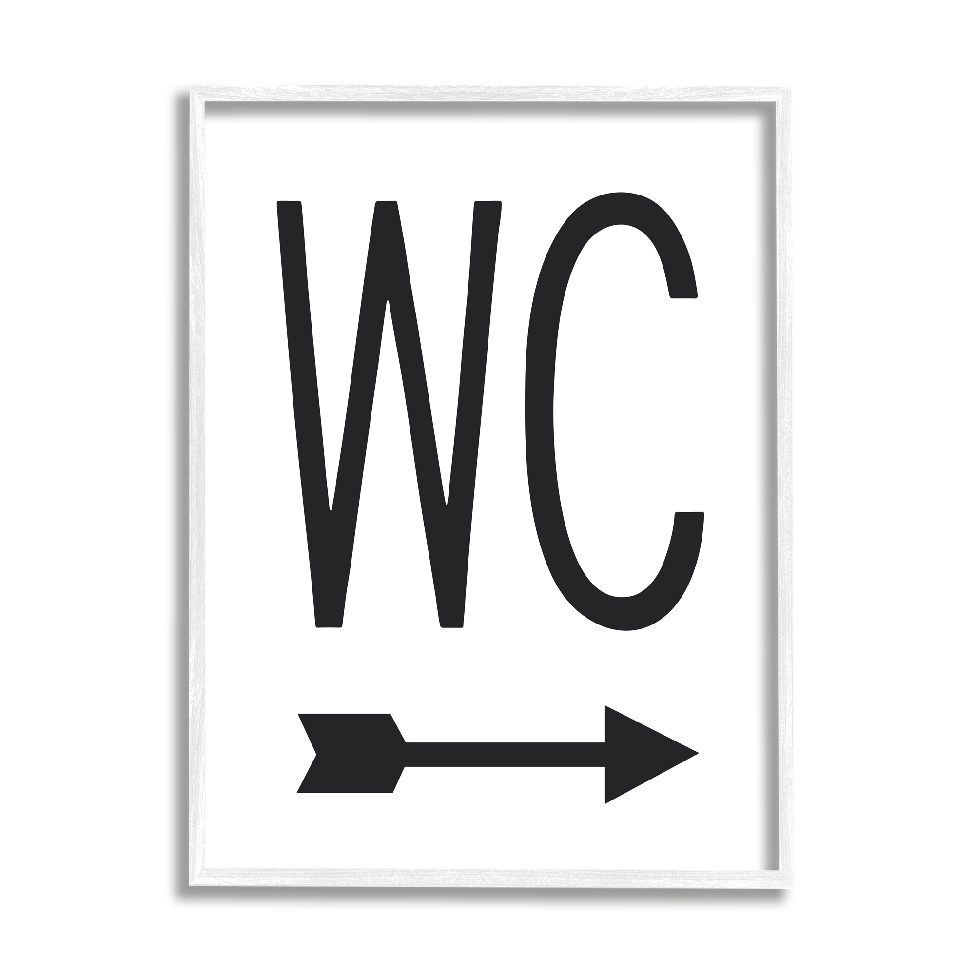 Stupell Home Décor WC Arrow Pointing Right Minimal Bathroom Typography ...