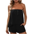 Cagogo Women's 2 Piece Sleeveless Tube Top Shorts Set Casual Solid Boho ...