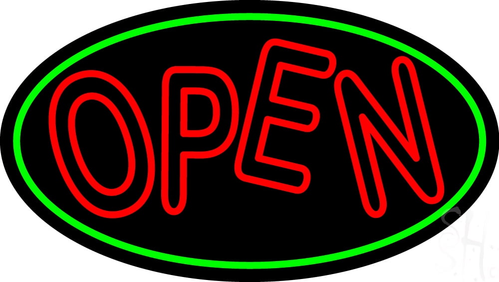 Red Double Stroke Open Oval LED Neon Sign 13 x 24 - inches, Black ...