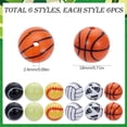 36pcs 6 styles Sport Theme Opaque Resin Beads Round Ball Mixed Color ...