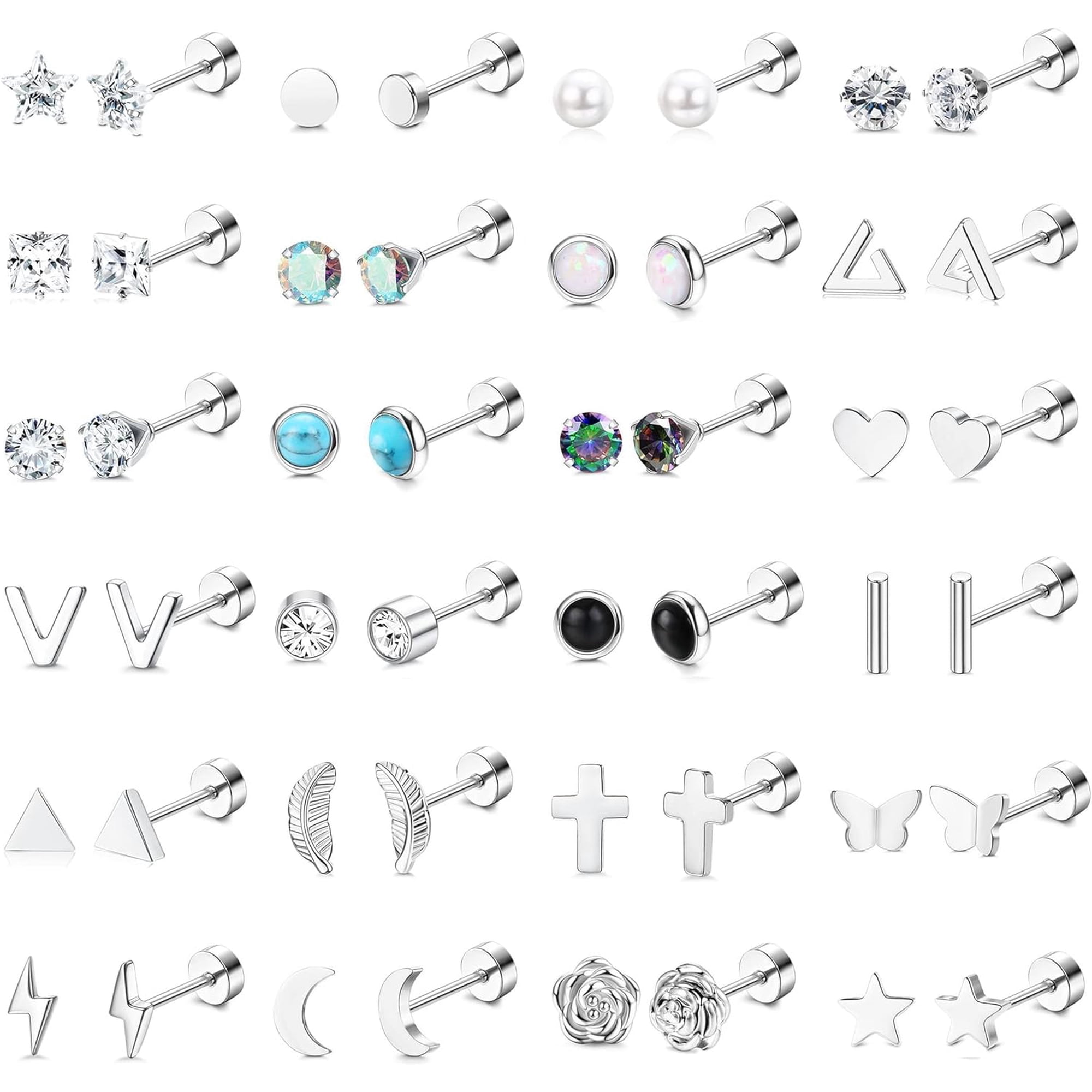 Click here for Surjde 24pairs Flat Back Stud Earrings For Women M... prices