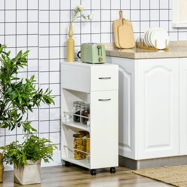 Skinny Slim Storage Cart for Top Space Room, Rolling Narrow Kitchen ...
