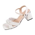 Bkhluea Women Polka Dot Knotted Ankle Strap Block Heel Sandals ...