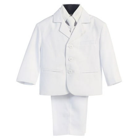 5 Piece White First Communion or Christening Suit with Shirt, Vest, and ...