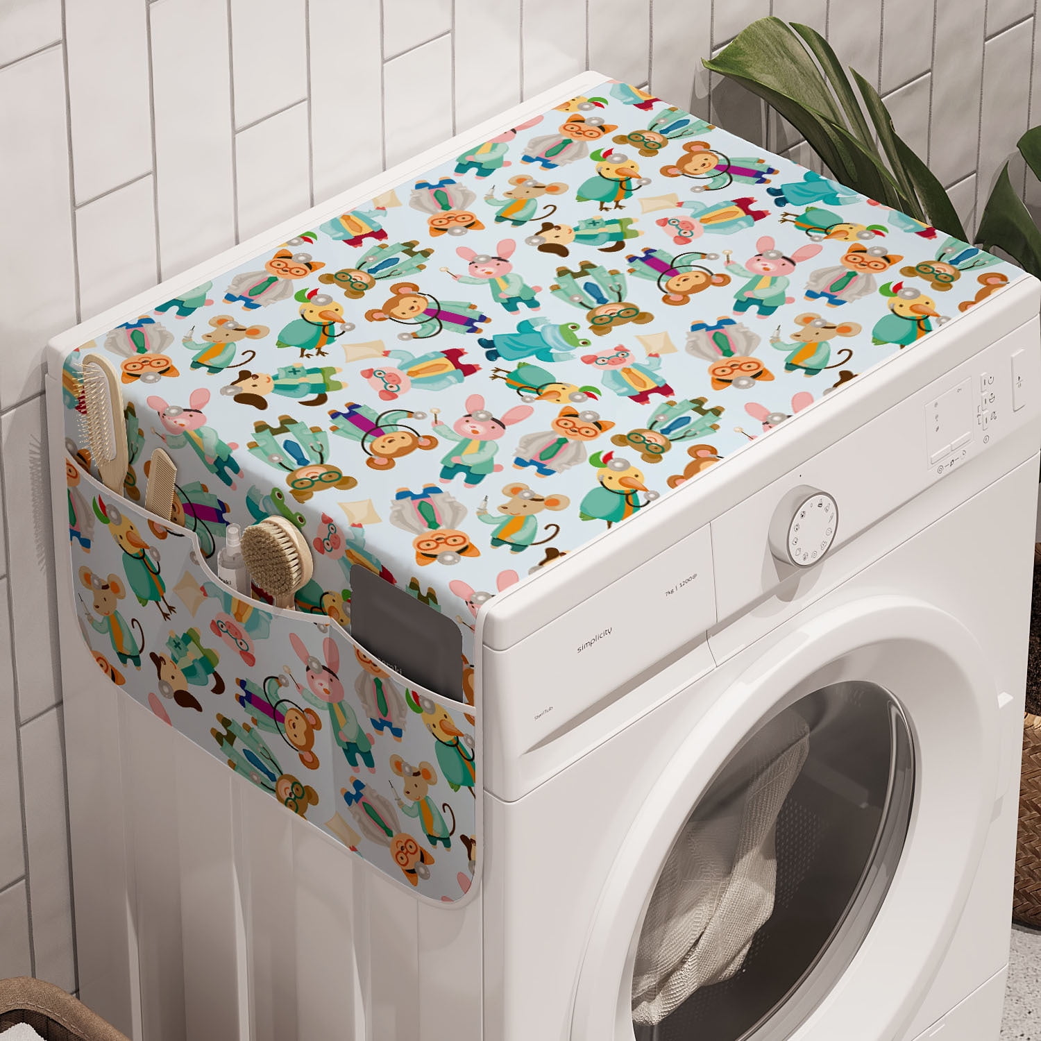 Nursery Washing Machine Organizer, Whimsical Humanized Animals with ...