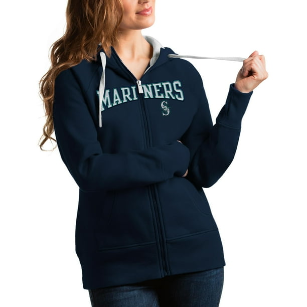 Women's Antigua Navy Seattle Mariners Team Logo Victory Full-Zip Hoodie ...