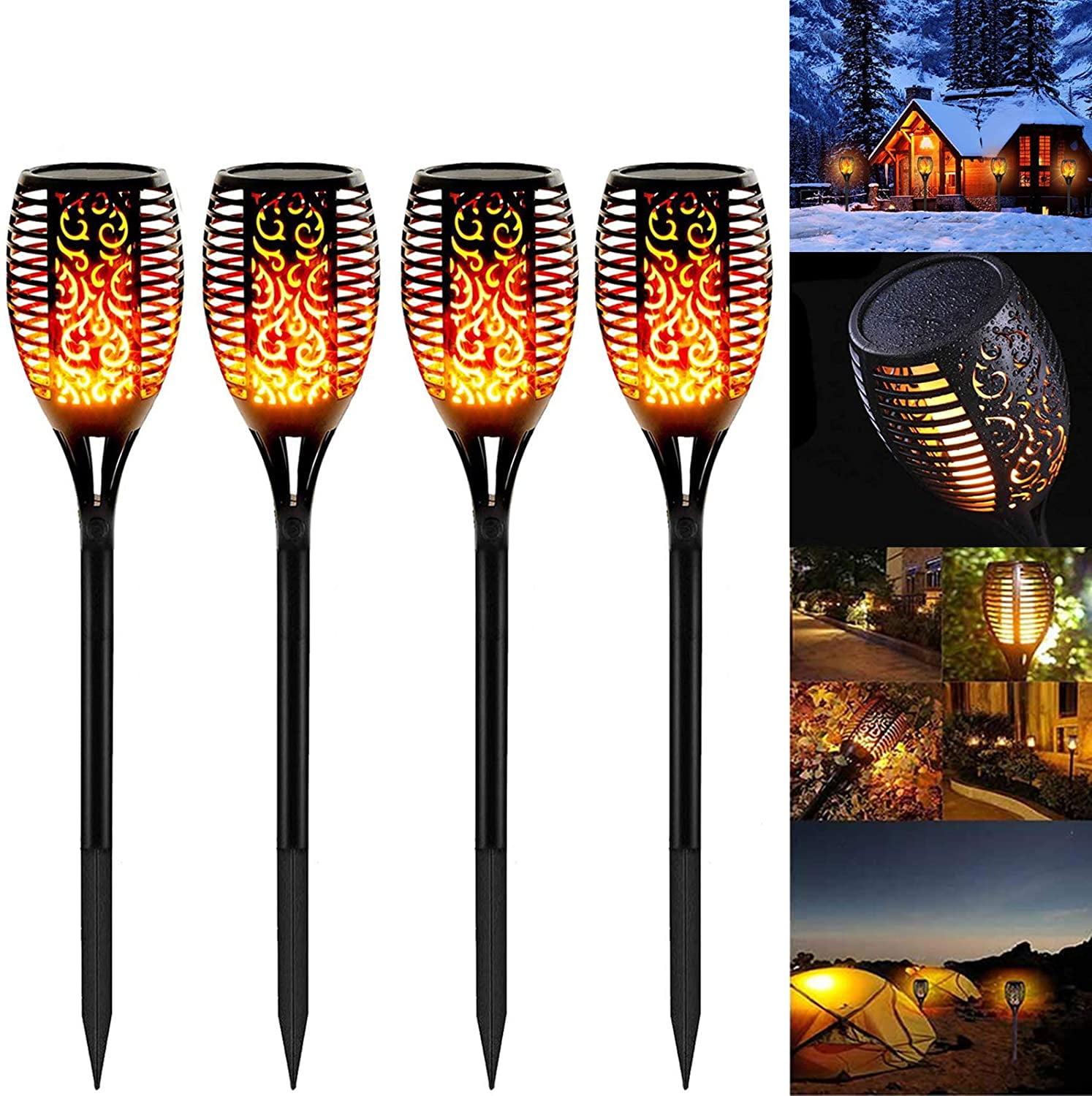 Solar Torch Lights Outdoor Dancing Flickering Flames Pack of 4 Piece ...
