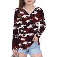 Avtoify Girls Long Sleeve Camouflage Print Shirt V Neck Casual Shirt ...