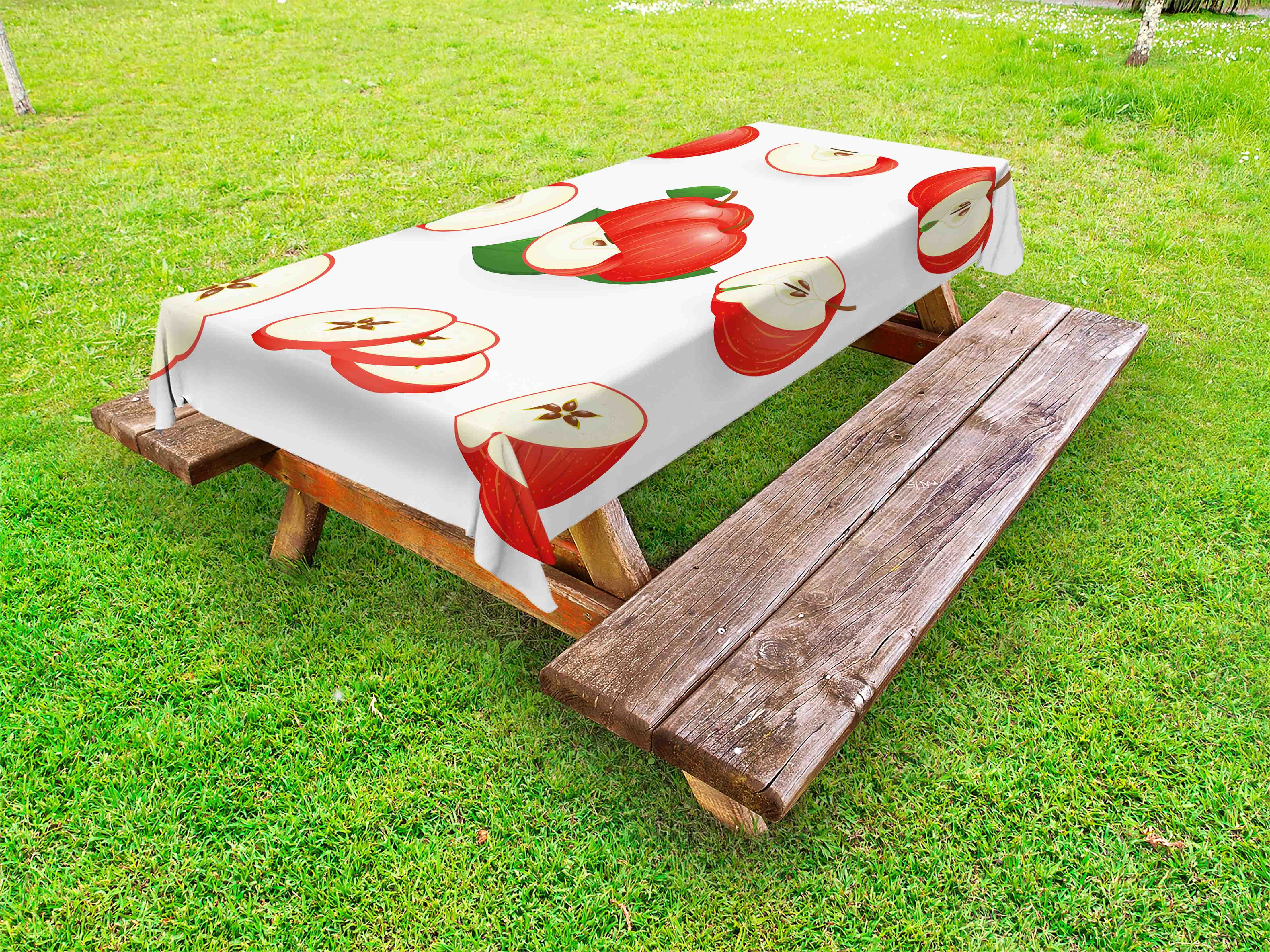 Sweet Outdoor Tablecloth, Yummy Chopped Apple Slices Juicy Fresh Fruits ...