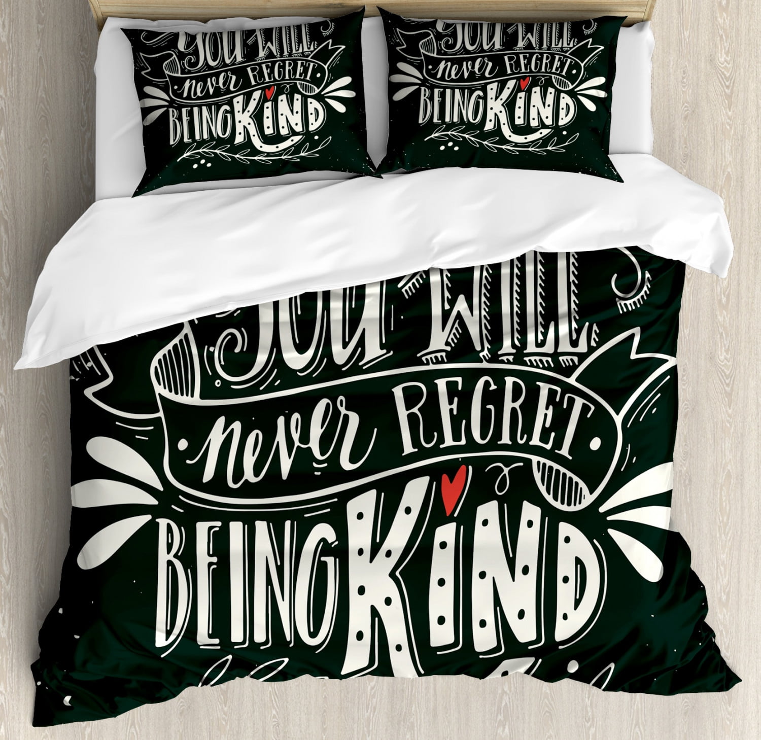 Quote Duvet Cover Set Queen Size, Hand Written You Will Never Regret ...