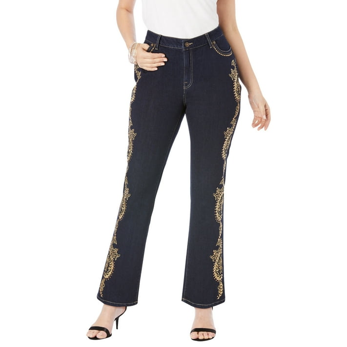 Roamans Women's Plus Size Embroidered Bootcut Jeans - Walmart.com Roamans Women's Plus Size Embroidered Bootcut Jeans - Walmart.com